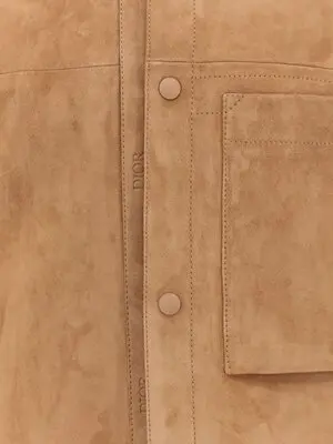 Dior Suede Collared Button-up Jacket - Brown