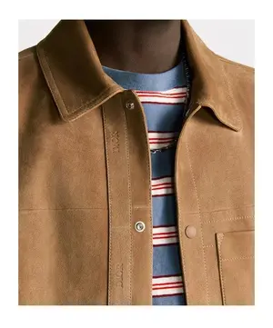 Dior Suede Collared Button-up Jacket - Brown