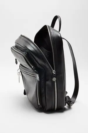 Acne Studios Leather Backpack With Top Handle And Silver-tone Hardware