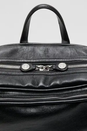 Acne Studios Leather Backpack With Top Handle And Silver-tone Hardware