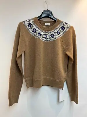 Celine Fair Isle Cashmere Crew Neck Sweater