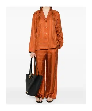 TOTEME Monogram-patterned Wide-leg Trousers