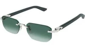 Cartier Rimless Tinted Lens Sunglasses - Silver Gradient Green