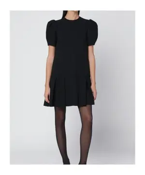Moschino Mini Dress With Puff Sleeves And Pleated Skirt
