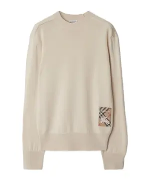 Burberry Checked Knitted Crewneck Jumper - Nutmeg