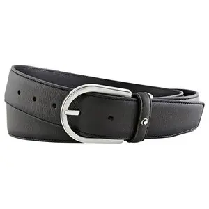 Montblanc Reversible Leather Belt With Horseshoe Ring Buckle - Black
