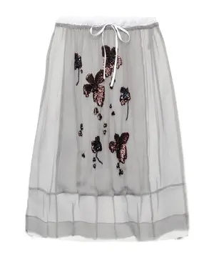 Prada Embroidered Chiffon Midi Skirt