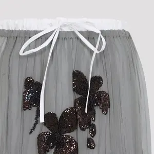 Prada Embroidered Chiffon Midi Skirt