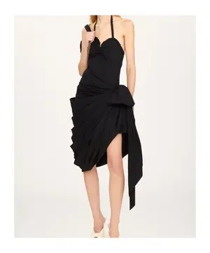 Chloé Wrapped Halterneck Dress In Cotton Poplin