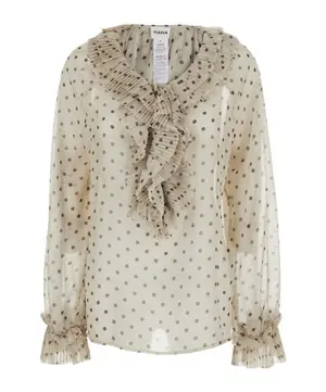 P.a.r.o.s.h Polka Dot Chiffon Shirt With Ruffles - No