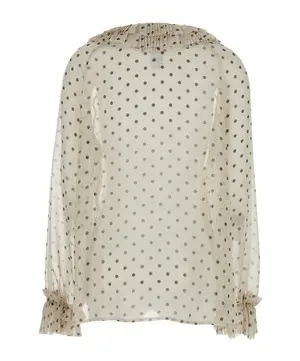 P.a.r.o.s.h Polka Dot Chiffon Shirt With Ruffles - No
