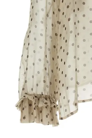 P.a.r.o.s.h Polka Dot Chiffon Shirt With Ruffles - No