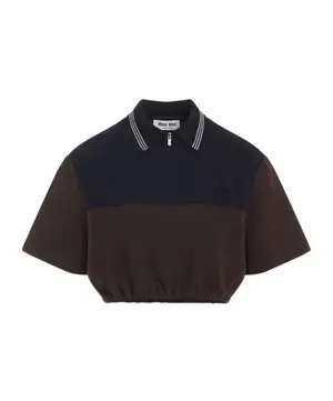 Miu Miu Cropped Collared Top With Zipper Closure