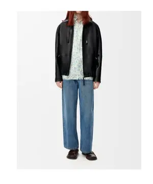 Loewe Zip-up Jacket In Nappa Lambskin - Black