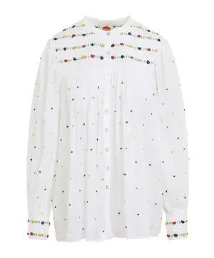 Farm Rio Smocked Embroidered Blouse - No