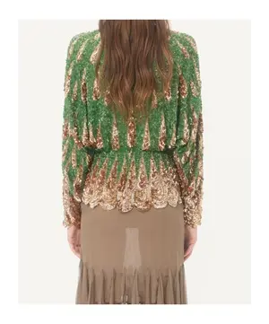 Valentino Garavani Chiffon Embroidered Sequin Top - No