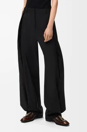 Loewe Pleated Ruffled Trousers - Black
