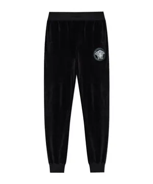 Versace Velvet Trousers With Elasticated Waistband - Black