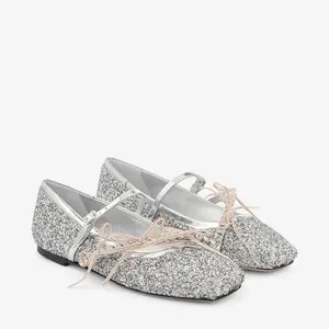 JIMMY CHOO Loli Ballet Ballerina Shoes - Silver/macaron