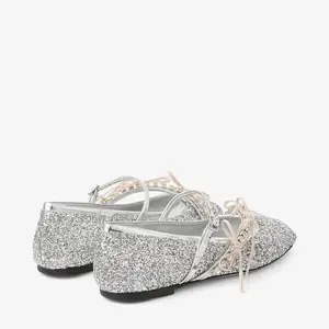 JIMMY CHOO Loli Ballet Ballerina Shoes - Silver/macaron