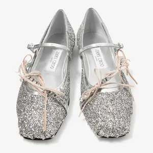 JIMMY CHOO Loli Ballet Ballerina Shoes - Silver/macaron