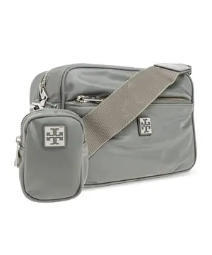 Tory Burch Virginia Zipped Shoulder Bag With Detachable Pouch - Gray