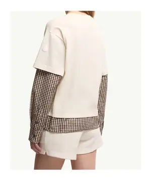 Moncler Layered-effect Vichy Cotton Blend T-shirt
