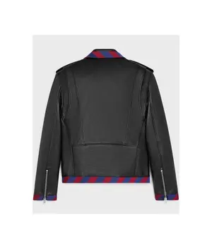 Celine Braided Biker Jacket In Calfskin With Striped Trim