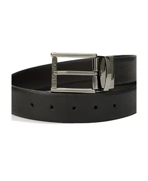 Emporio Armani Logo Engraved Leather Belt