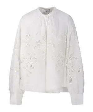 FORTE_FORTE Embroidered Round Neck Long Sleeve Shirt
