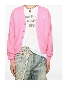 Acne Studios Appliqué V-neck Cardigan - Light Rose Pink