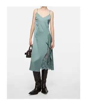 Acne Studios Lace-trim Slip Dress - Sage Green