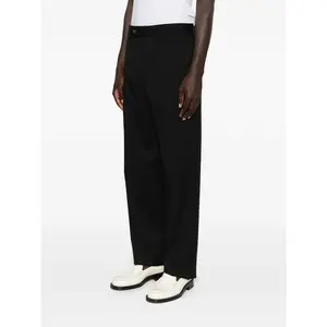 Fendi Tailored Straight-leg Trousers With Micro Ff Logo Detail - Black