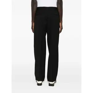 Fendi Tailored Straight-leg Trousers With Micro Ff Logo Detail - Black