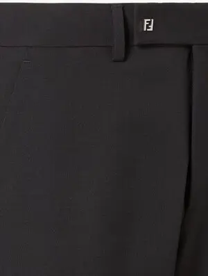 Fendi Tailored Straight-leg Trousers With Micro Ff Logo Detail - Black