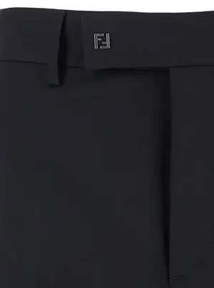 Fendi Tailored Straight-leg Trousers With Micro Ff Logo Detail - Black