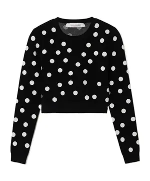 Carolina Herrera Polka Dot Knit Cropped Sweater