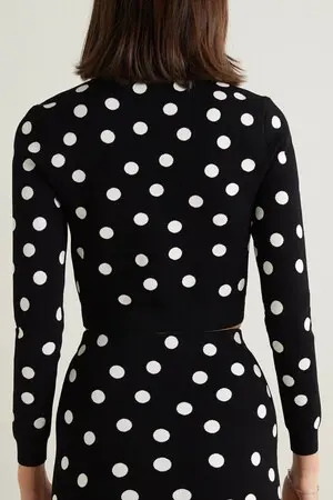 Carolina Herrera Polka Dot Knit Cropped Sweater