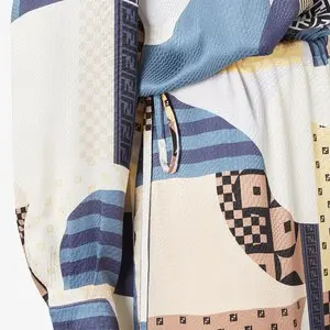 Fendi Patchwork Printed Drawstring Waist Midi Dress - Multi-color