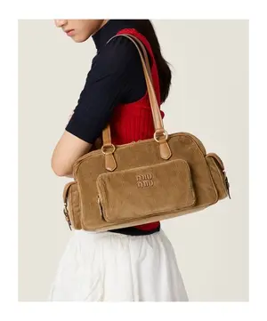 Miu Miu Corduroy Pocket Top-handle Bag - Cinnamon