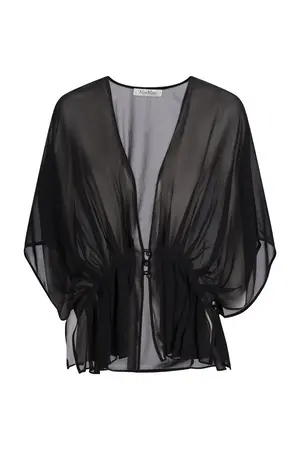 Max Mara Ombré Deep V-neck Blouse - Black