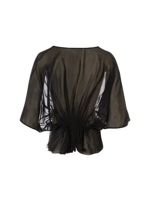 Max Mara Ombré Deep V-neck Blouse - Black