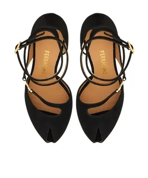 FERRAGAMO Peep-toe Pumps With Gancini Detail