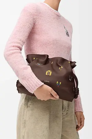 Loewe Medium Flamenco Clutch Bag - Brown