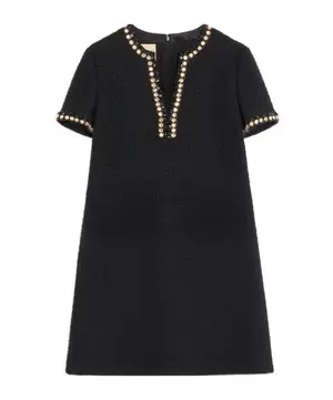 Valentino Garavani Embroidered Canestrello Tweed Mini Dress - Black