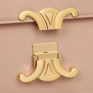 Celine Teen Triomphe Bag In Shiny Calfskin - Soft Peach