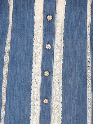 Zimmermann Awaken Denim Shirt With Crochet Floral Buttons
