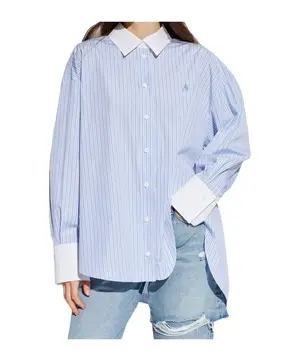 Attico Striped Logo Embroidered Shirt - Blue