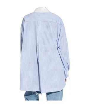 Attico Striped Logo Embroidered Shirt - Blue