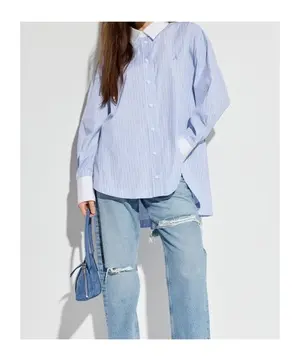Attico Striped Logo Embroidered Shirt - Blue